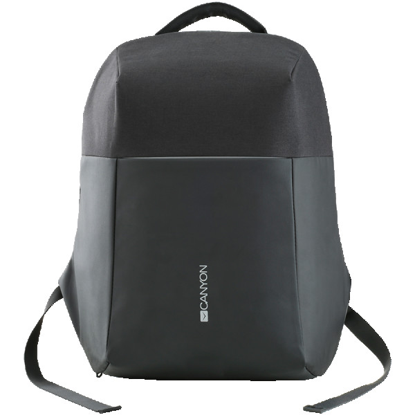 CANYON BP-9, Anti-theft backpack for 15.6 laptop, material 900D glued polyester and 600D polyester, black, USB cable length0.6M, 400x210x48