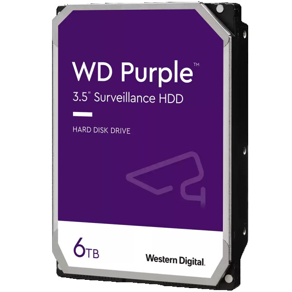 HDD Video Surveillance WD Purple 6TB CMR, 3.5, 256MB, SATA 6Gbps, TBW: 180 ( WD64PURZ )