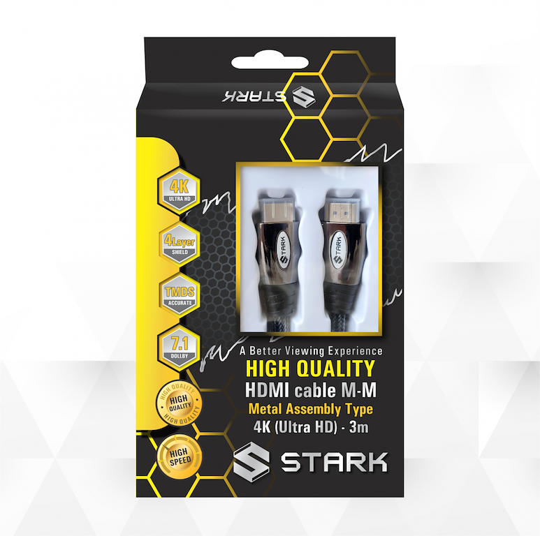 Kabl STARK HDMI M-M pozlacen 4K metalno kuciste 3m