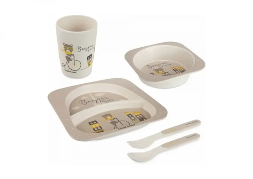 CANPOL BABIES SET ZA HRANJENJE 5 DELOVA 9227 - BONJOUR PARIS BEIGE (9227_bei)