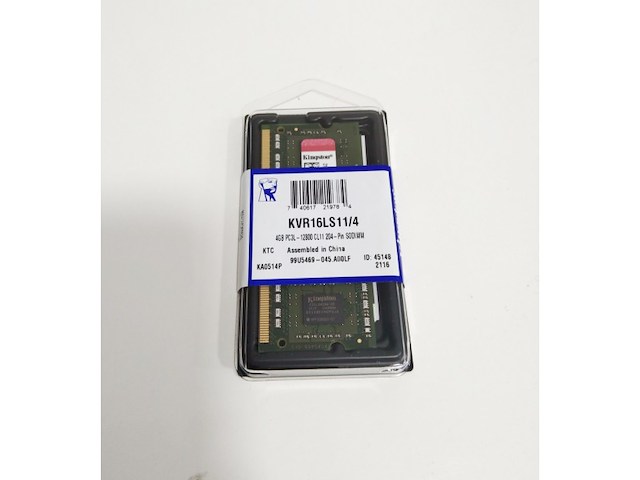 Memorija za laptop 4GB DDR3L 1600MHz 1.35v Kingston