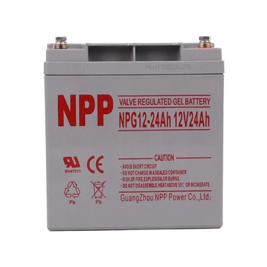 NPP NPG12V-24AH, GEL BATTERY, C20=24AH, T14, 166X126X174X181, 7,6KG, LIGHT GREY CENA