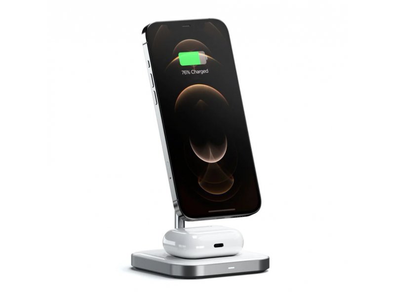 SATECHI ALUMINIUM 2-IN-1 MAGNETIC WIRELESS CHARGING STAND - WHITE CENA