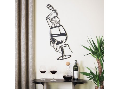 WALLXPERT ZIDNA DEKORACIJA GLASS OF WINE GIRL LINE ART APT749 M