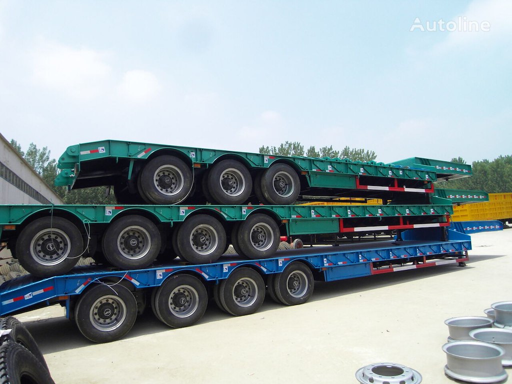 Tri axles 60 4 axle 120 ton Hydraulic Extendable gooseneck Drop poluprikolica sa niskom platformom