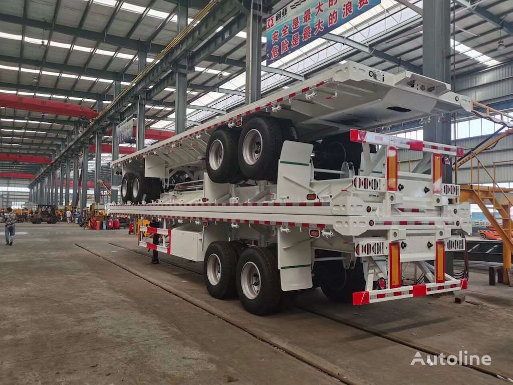 Flatbed Trailers 3 Axle 4 Axle 40T 60T Flat Bed Container Semi T poluprikolica sa ravnom platformom