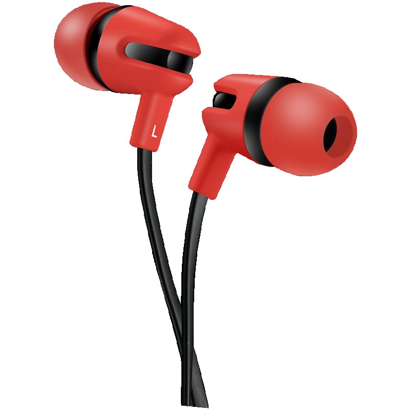 CANYON Stereo earphone with microphone, 1.2m flat cable, Red, 22*12*12mm, 0.013kg