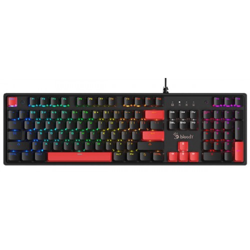 A4-S510R A4Tech Bloody MEHANICKA Gejmerska tastatura black, USB, US layout Fire Black / BLMS Red