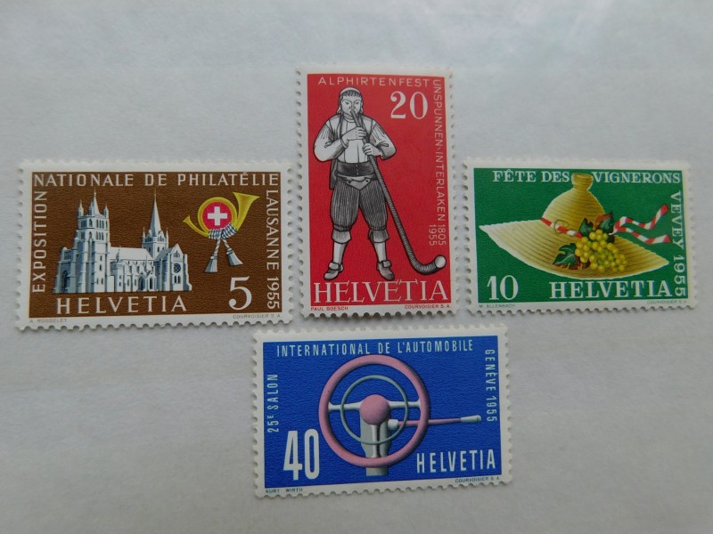 HELVETIA 1955 KOMPLET ČISTA SERIJA