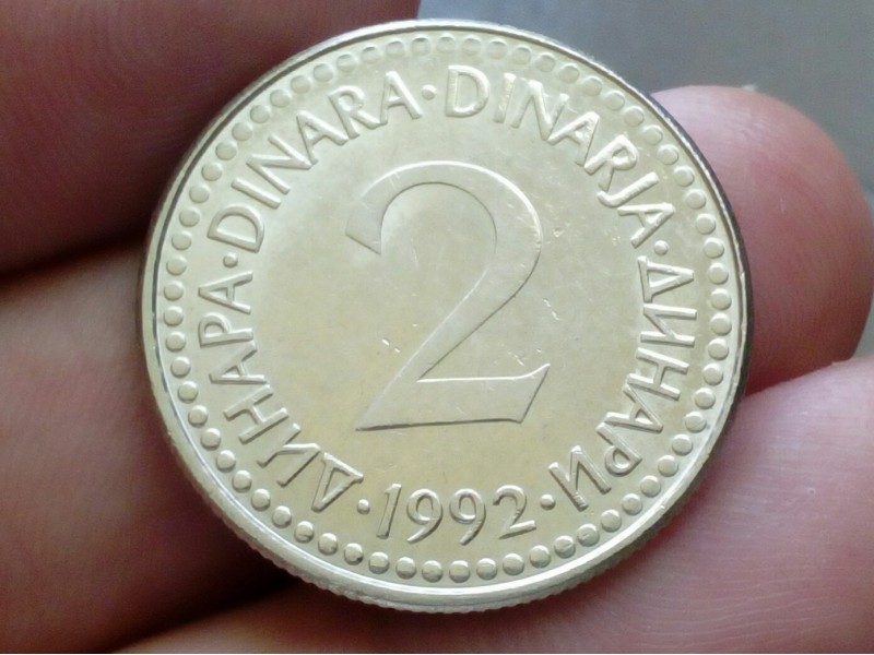 SFRJ, 2 dinara 1992, retko