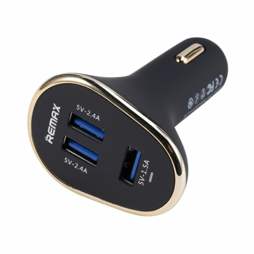 REMAX Auto punjač Fashion 3xUSB 6.3A Black/Crni