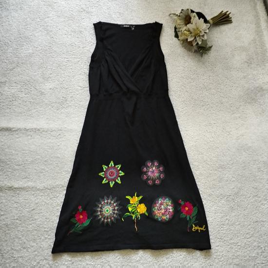 DESIGUAL crna haljina embroidery bez rukava