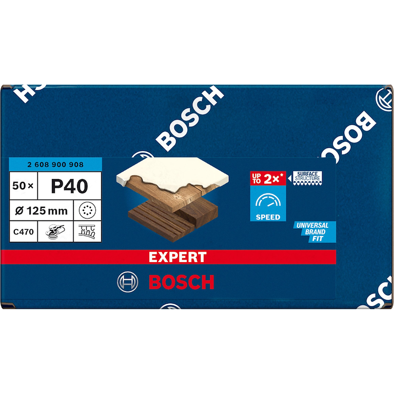 Bosch – EXPERT brusni list C470, 125mm P40; pakovanje od 50 komada – 2608900908