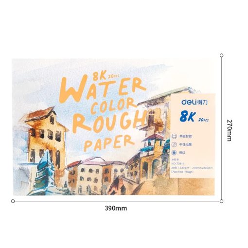 Slikarski Blok Watercolor Rough Paper 8K 270x390mm 73916, Deli