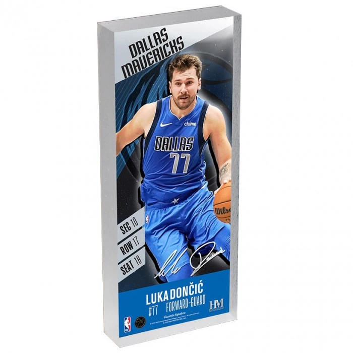 Luka Dončić 77 Dallas Mavericks Player 3D Ticket Block art akrilni blok