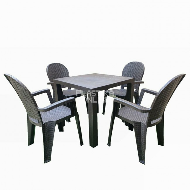 Baštenski set Orfeo 4 - sto Orfeo 80x80cm i 4 stolice Avala ratan