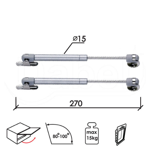 Dabel amortizer gas za nameš sil 270/15 2kom 150n/15kg