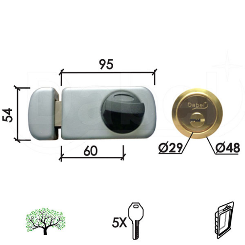 Dabel brava dodatna za vrata b2024 mat-ni 60/95x54/fi48/fi29