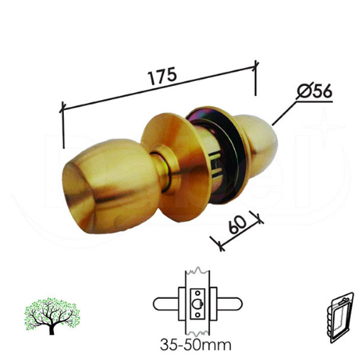 Dabel brava sa rozetom kugla kugla B3000 Mat Ms 60mm prolazna vrata DBP0