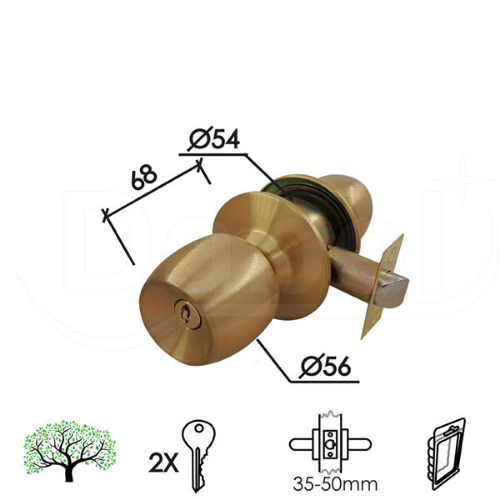 Dabel brava sa rozetom kugla kugla B3000 Mat Ms 60mm ul vrata 5pin cil. DBP0