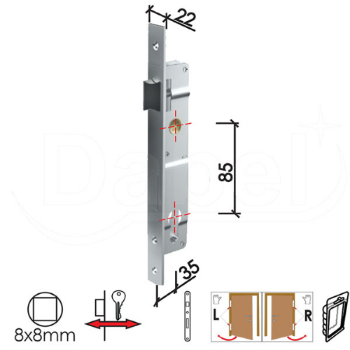 Dabel brava za alu vrata B2030 C Nikl 35/85/22/8 3.stepen DBP1