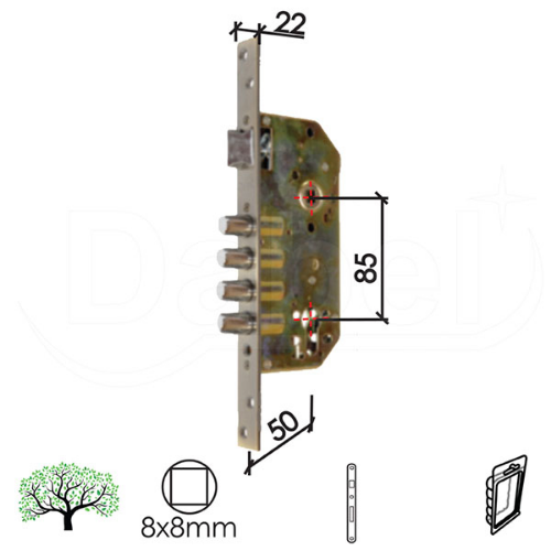 Dabel brava za sigurnosna vrata B601C Inox 50/85/22/8 sa prihvatnikom DSP