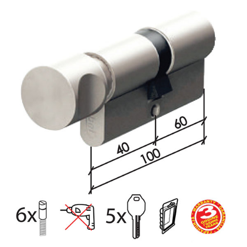 Dabel cilindar kod dugme CL2020K SS x100mm(40D-60) 5kod DBP2