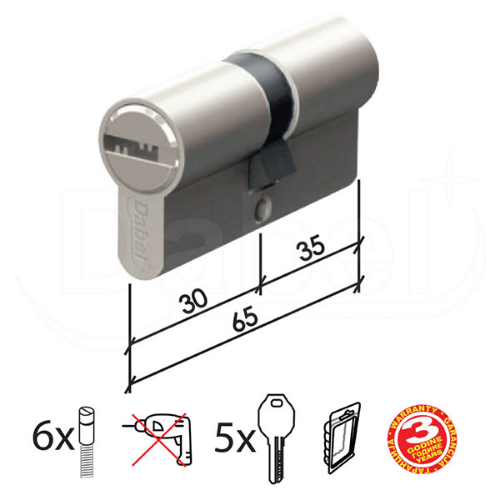 Dabel cilindar kodirani CL2020 SS 65mm(30-35) 5kod DBP1