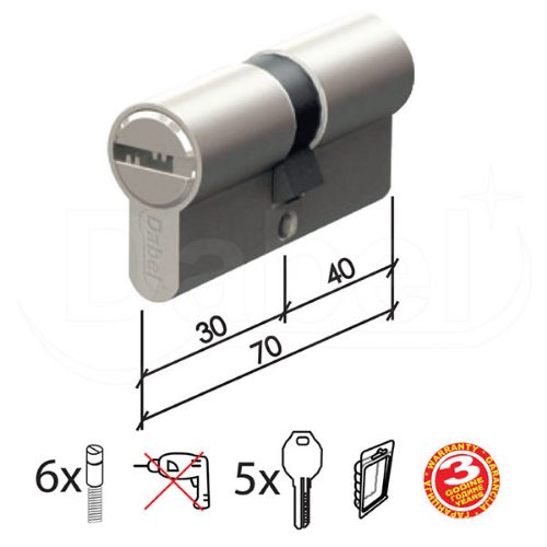 Dabel cilindar kodirani CL2020 SS 70mm(30-40) 5kod DBP1