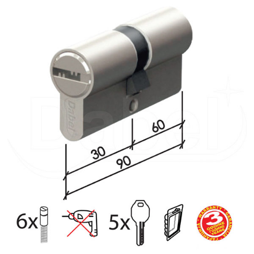 Dabel cilindar kodirani CL2020 SS 90mm(30-60) 5kod DBP1