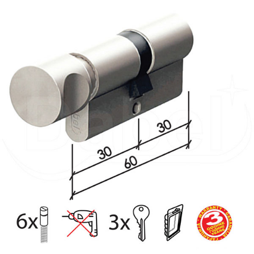 Dabel cilindar sa dugmetom CL2010K SS 60mm(30D-30) 3K DBP1