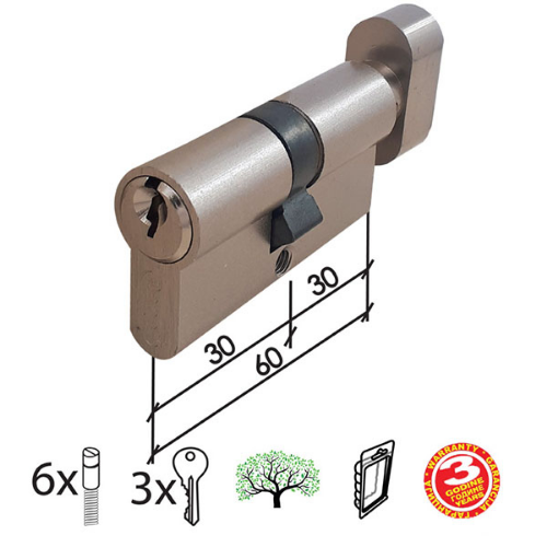 Dabel cilindar sa dugmetom cl2036k nikl 60 mm (30-30) 3k