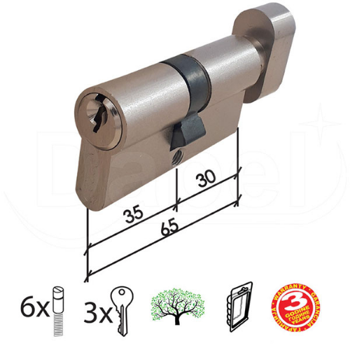 Dabel cilindar sa dugmetom CL2036K Nikl 65mm(30-35) 3K DBP1