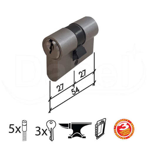 Dabel cilindar za vrata CL2036 Nikl 54mm(27-27) 3K DBP1