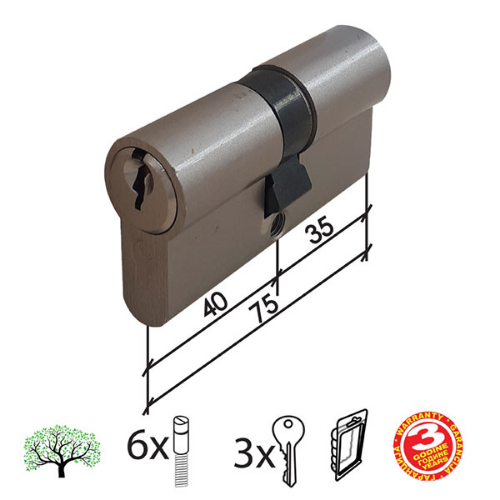 Dabel cilindar za vrata cl2036 nikl 75 mm (35-40) 3k dbp1