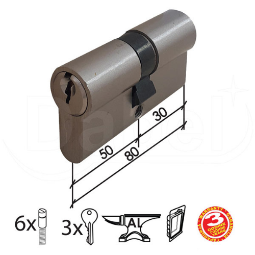 Dabel cilindar za vrata cl2036 nikl 80 mm (30-50) 3k dbp1