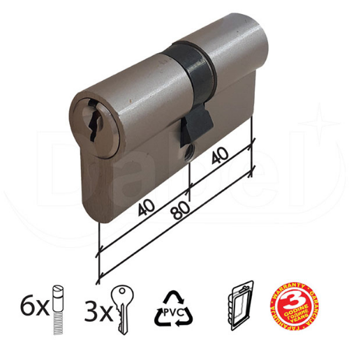 Dabel cilindar za vrata cl2036 nikl 80 mm (40-40) 3k dbp1