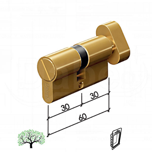 Dabel cilindar za WC vrata CL2036WC Ms 60mm(30-30) WC 6x6mm DBP1