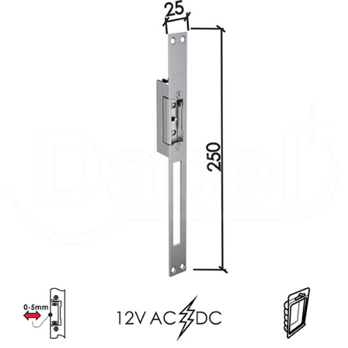 Dabel elektro prihvatnik PR9620 Silver 25x250mm 12V AC/DC DBP1