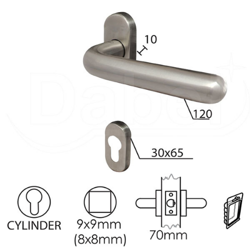 Dabel kvaka roz za alu vra nela inox 30/65/10/120/8/9 mm