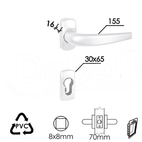 Dabel kvaka roz za alu vrata r9016be 32/68/20/127/8 mm