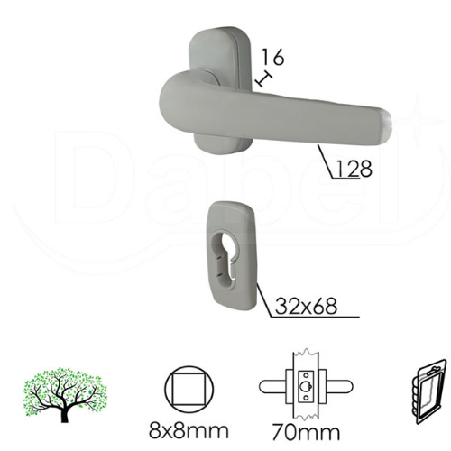 Dabel kvaka roz za alu vrata ral9016 32/68/16/128/8 mm