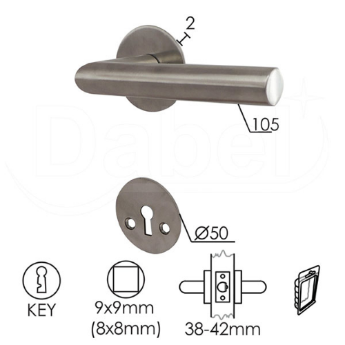 Dabel kvaka roz za vrata ada inox fi50/2/105/8/9 mm