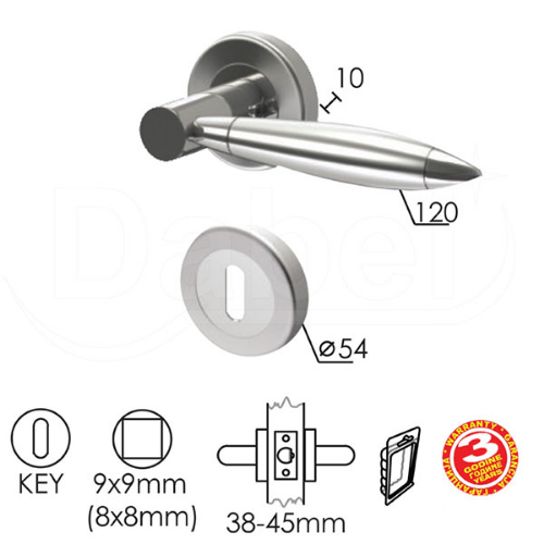 Dabel kvaka roz za vrata jova hr mat fi54/10/120/8/9 mm