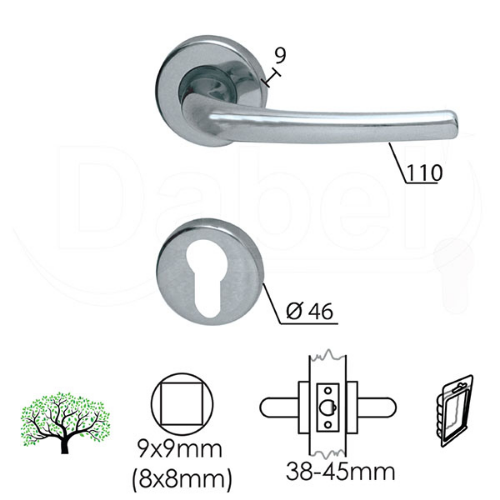 Dabel kvaka roz za vrata mito mat-hr fi46/9/110/8/9 mm c