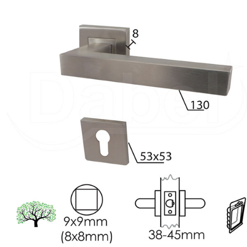 Dabel kvaka roz za vrata ohrid inox 53x53/8/130/8/9 mm c