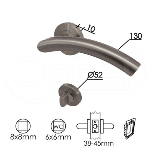 Dabel kvaka roz za vrata pirot inox 54/10/130/8/9 mm 6x6