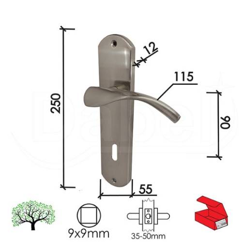 Dabel kvaka šild za vrata guča b-ni 8x8/90 mm. klj q