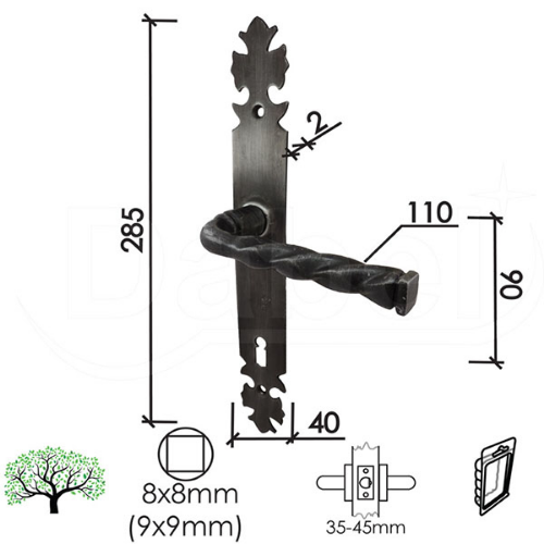 Dabel kvaka šild za vrata irig-s ac 8x8/90 mm klj fp1q