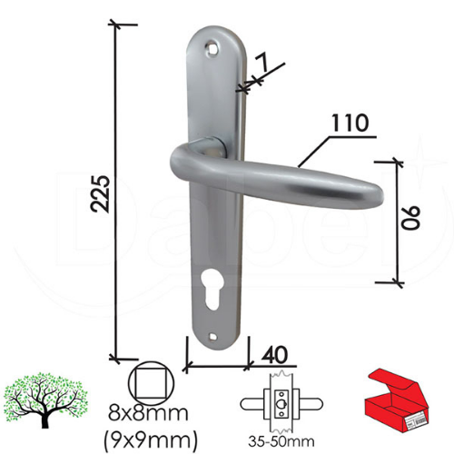 Dabel kvaka šild za vrata roisi-s mat-hr 8x8/90 mm cil q